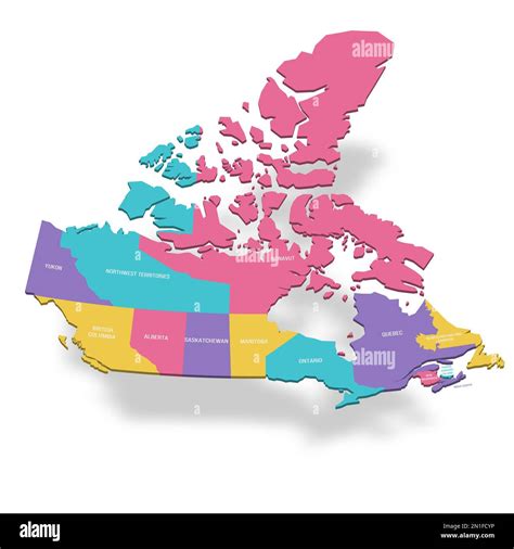 Canadá Mapa político de las divisiones administrativas provincias y