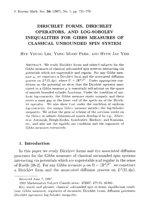 pdf dirichlet forms dirichlet operators and log sobolev inequalities for gibbs measures of