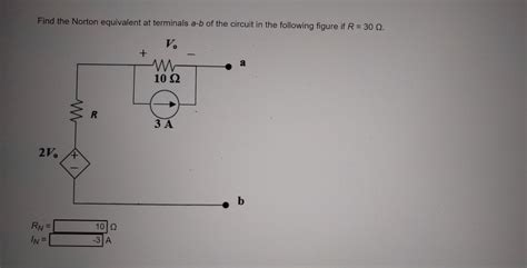 Solved Find The Norton Equivalent At Terminals A B Of The Chegg