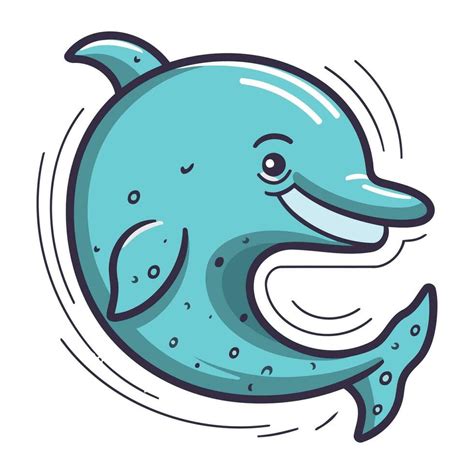 dibujos animados delfín vector ilustración de un linda dibujos