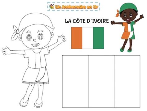 Coloriage Côte d Ivoire Les pays du monde Un Anniversaire en Or