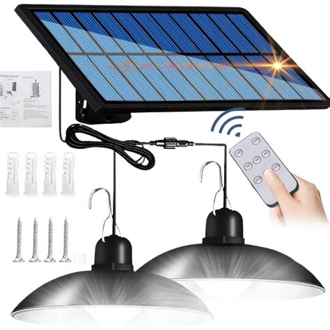LAMPA SOLARNA LED WISZĄCA ŻYRANDOL 2x OGRODOWA MOC latarnia zewnętrzna
