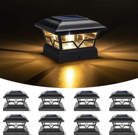 VOLISUN Solar Post Cap Lights Outdoor 8Pack Fits 4x4 5x5 6x6 Fence