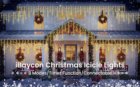 iBaycon Eisregen Lichterkette Außen 12M 400 LED Eiszapfen Lichterkette