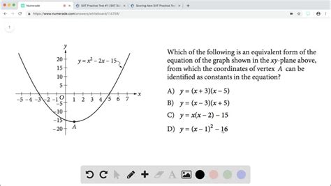 solved which of the following is an equivalent form of the equation of the graph shown in the x