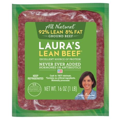 Laura S Lean Beef All Natural 92 Lean Ground Beef 16 Oz Kroger