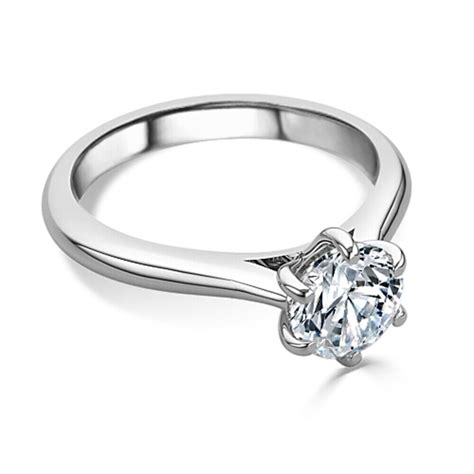 Bague De Fian Ailles Ronde 1 Carat IGI GIA Lab Cr Diamant Or Blanc