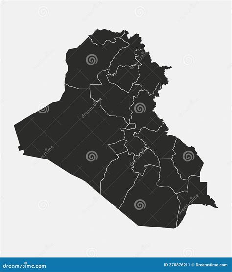 Iraq Map With Regions Provinces Isolated On White Background Stock
