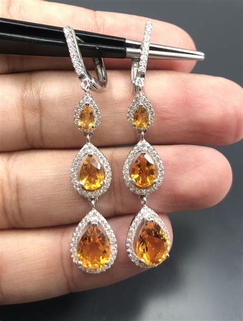 Beautiful Lovely Natural Yellow Citrine Earrings In