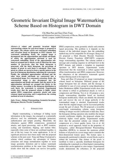 pdf geometric invariant digital image watermarking scheme based on histogram in dwt domain