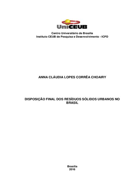 Preench Vel Dispon Vel Repositorio Uniceub Anna Cludia Lopes Corra
