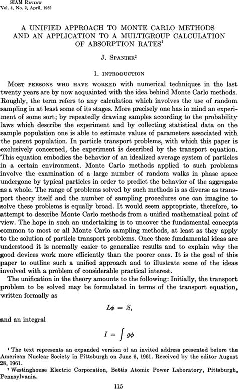 a unified approach to monte carlo methods and an application to a multigroup calculation of