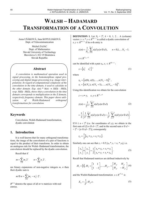 pdf walsh hadamard transformation of a convolution