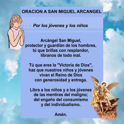 Oraci N A San Miguel Arcangel Por Los J Venes Y Los Ni Os Oracion Por