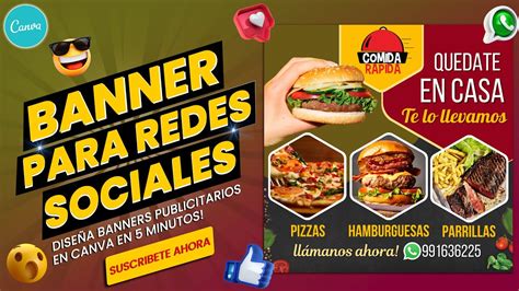 TUTORIAL DISEÑA UN BANNER DE COMIDA RAPIDA DELIVERY EN CANVA YouTube