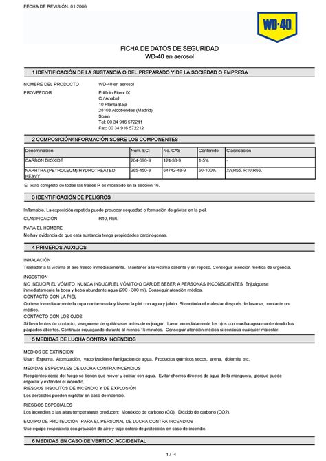 Msds WD 40 Aerosol PDF Aerosol Sistema Respiratorio 52 OFF