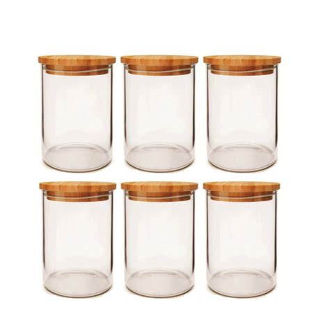 Kit Pote Mantimento Vidro Tampa Bambu Extra