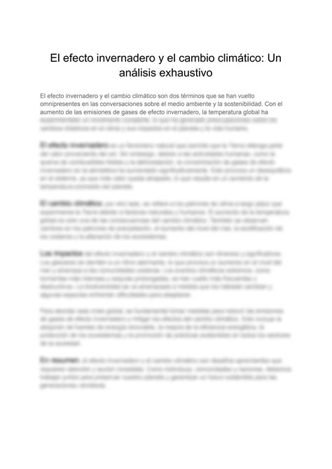 SOLUTION El Efecto Invernadero Y El Cambio Clim Tico Studypool