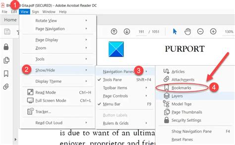 adobe reader add bookmark