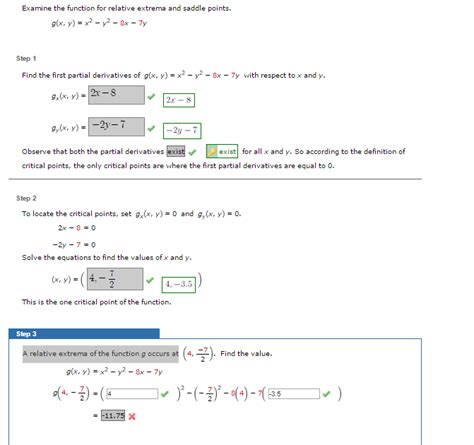 solved examine the function for relative extrema and saddle