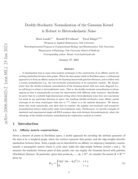 pdf doubly stochastic normalization of the gaussian kernel is robust to heteroskedastic noise