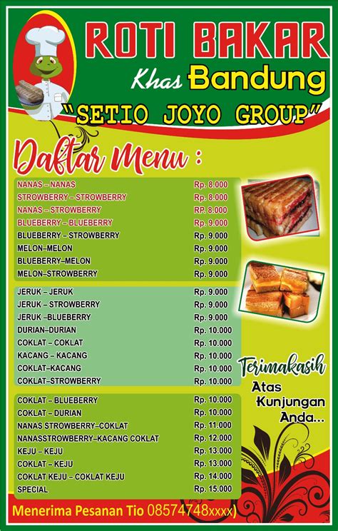 Desain Brosur Daftar Menu Dan Banner Roti Bakar Cdr Kumpulan Desain