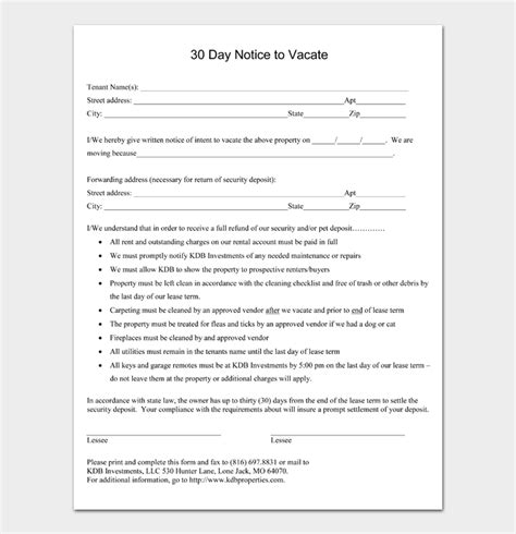 FREE Notice To Vacate Templates 30 60 Days WORD PDF