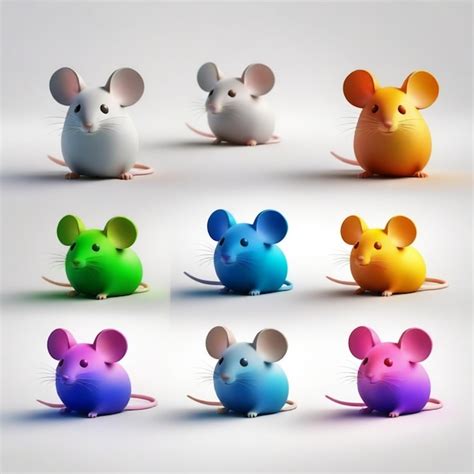 A Row Of Different Colored Mouses With Different Colors Premium AI