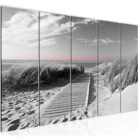 Runa art Tableau Décoration Murale Plage Mer 150x60 cm 5 Panneaux