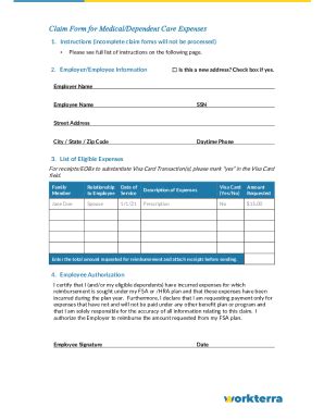 Fillable Online Workterra Health Dependent Care Claim Form Fax Email
