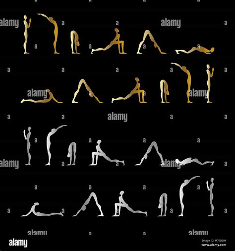 Surya Namaskar Set Salutation The Sun Stock Vector Image Art Alamy