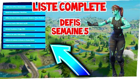 FORTNITE Liste complète des défis semaine 5 saison 3 week 5 season