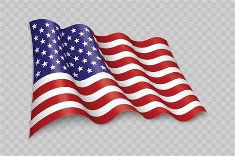 Premium Vector 3d Realistic Waving Flag Of United States
