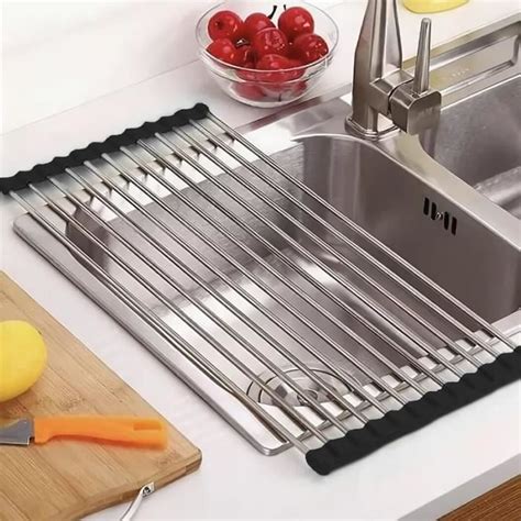 Egouttoir Vaisselle Pliable en Acier Inoxydable Égouttoir à Vaisselle