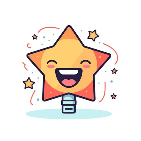 Una Estrella De Dibujos Animados Con Estrellas Y Una Sonrisa Vector