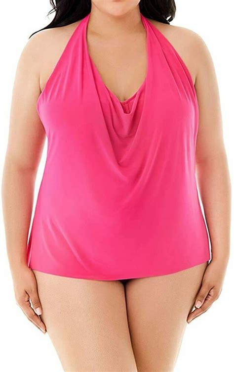 Miraclesuit Rose Plus Size Swimwear Solid Sophie Cowl Neck Tankini Top Us 22w Swimwear