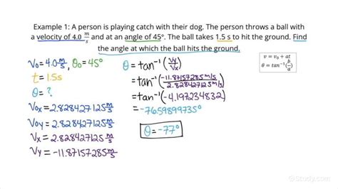 how to solve for a projectile s angle at a point in its motion physics
