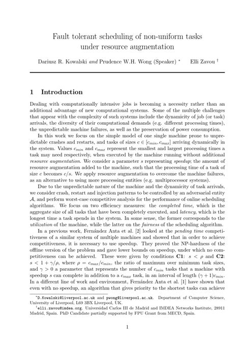 pdf fault tolerant scheduling of non uniform tasks under resource augmentation