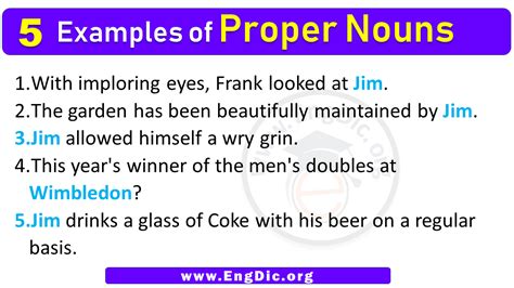 Examples Of Proper Nouns In Sentences Engdic