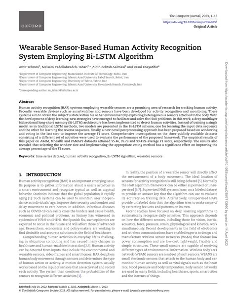 pdf wearable sensor based human activity recognition system employing bi lstm algorithm