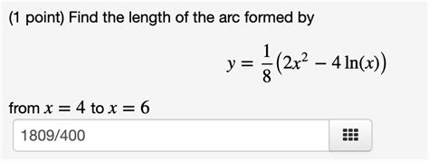 solved 1 point to find the length of the curve defined by