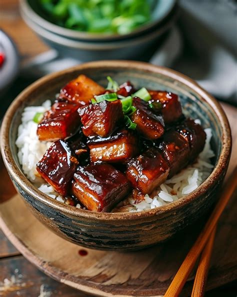Premium Photo Chinese Braised Pork Belly With Rice