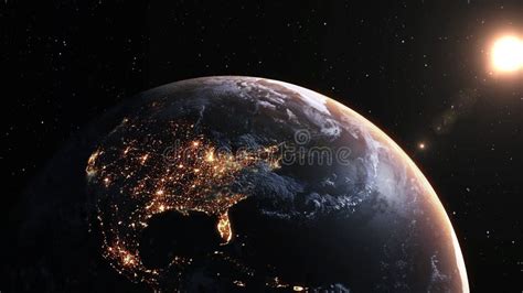 Planeta Terra 3d Animação Orbital Superfície Geográfica Realista E