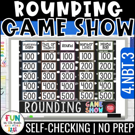 Rounding Whole Numbers Game Show 4th Grade Test Prep Math Review 4