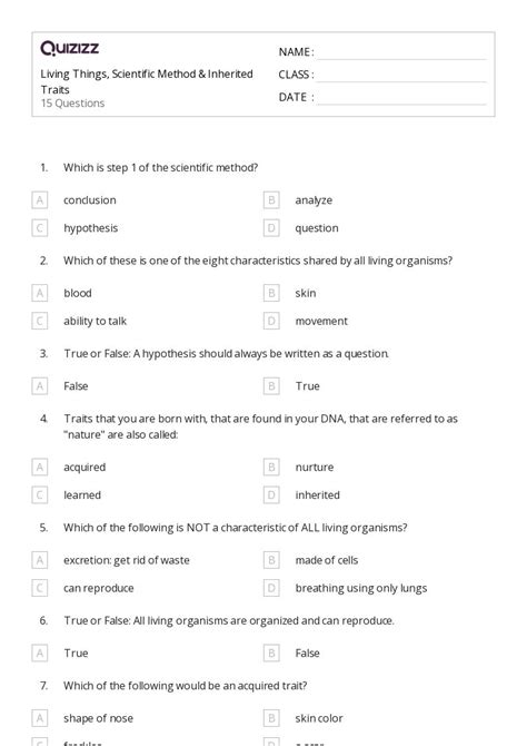 50 Living And Non Living Things Worksheets For 9th Grade On Quizizz