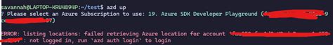 `azd up` shows subcriptions when unauthenticated and `config json` empty · issue 2054 · azure