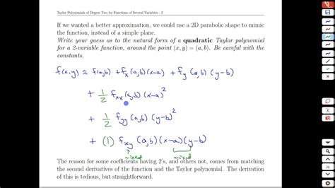unit 21 7 taylor polynomials of degree two for functions of several variables math 121 youtube