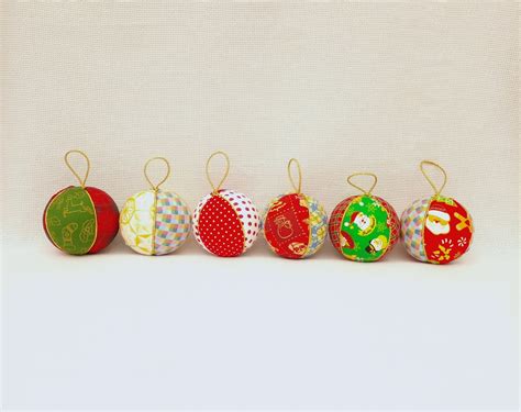 Kit 6 Bolas de Natal 75mm Patchwork Enfeite Árvore de Natal
