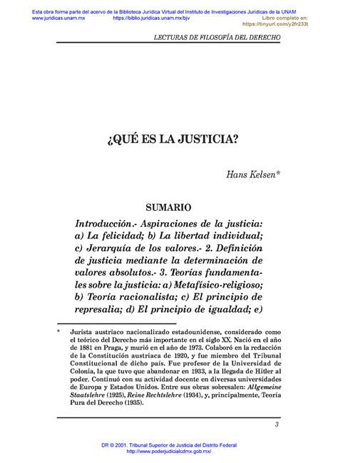 Qué es la justicia Kelsen resumen malo LECTURAS DE FILOSOFÍA DEL