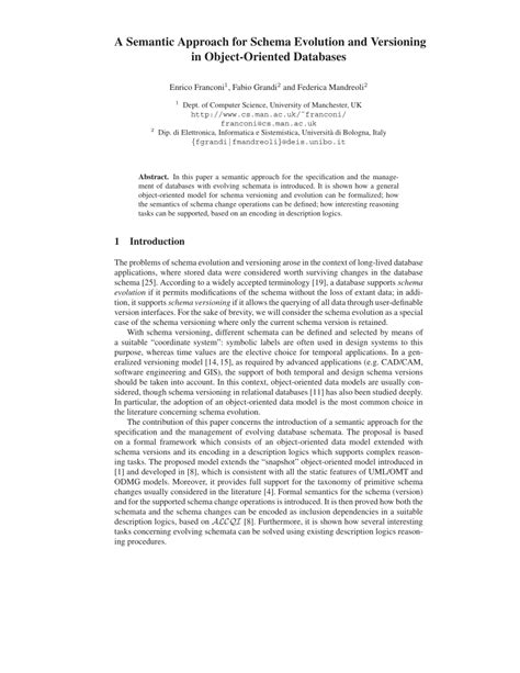 pdf a semantic approach for schema evolution and versioning in object oriented databases